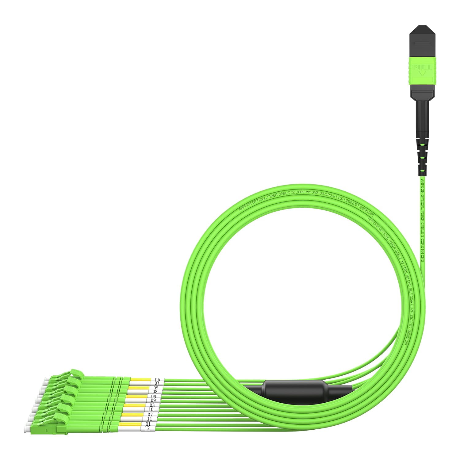 MPO to LC Breakout Cable 50/125μm Multimode OM5(12 Fiber, MPO to LC ...