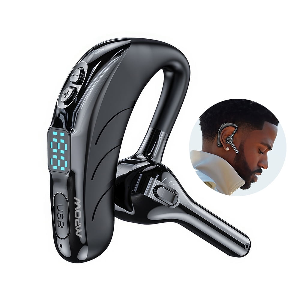 MPOW Wireless Bluetooth 5.2 Single-Ear Headphones, Ear-hook In-ear ...
