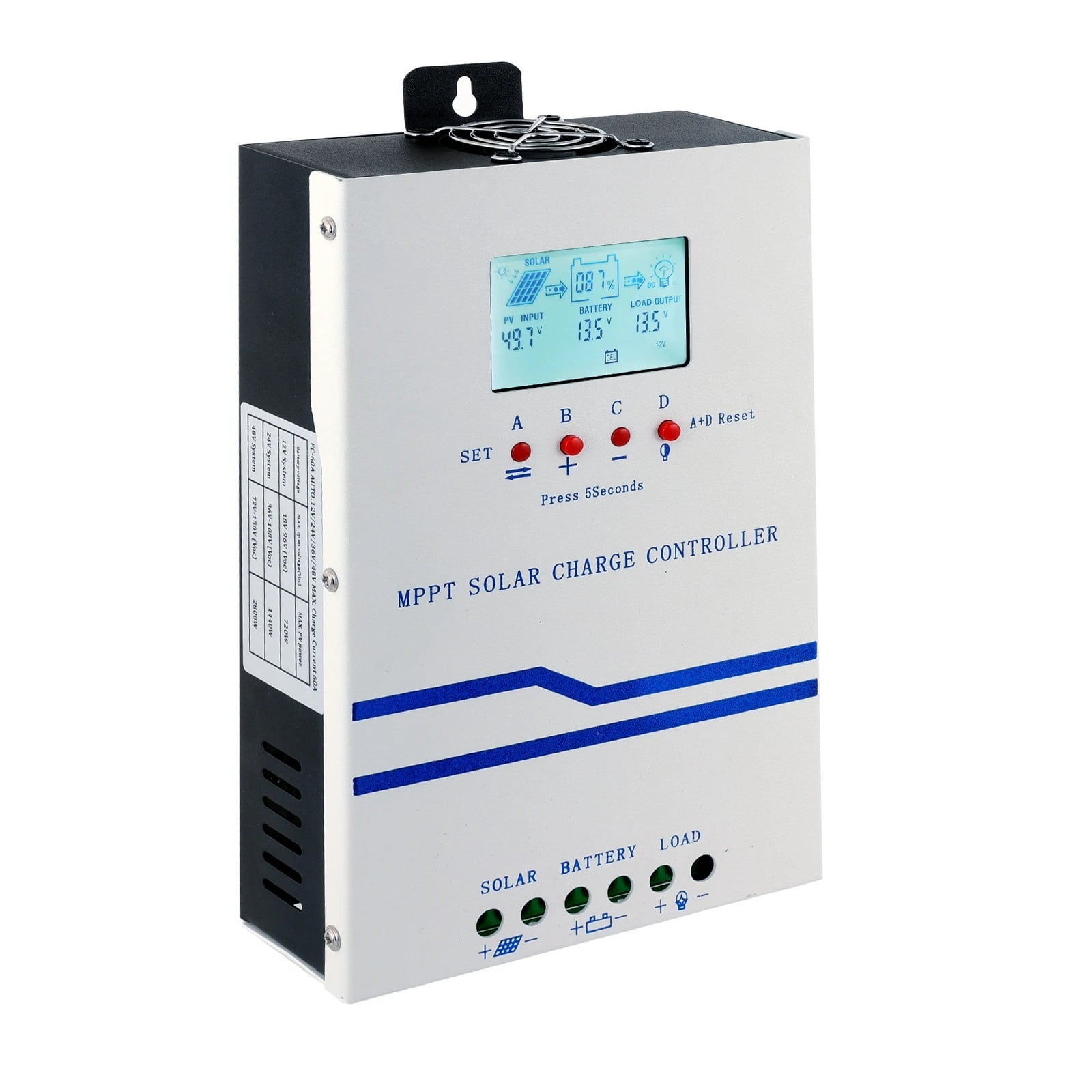 MPPT 60A Solar Charger Controller 12V 24V 36V 48V Auto Battery Charger ...