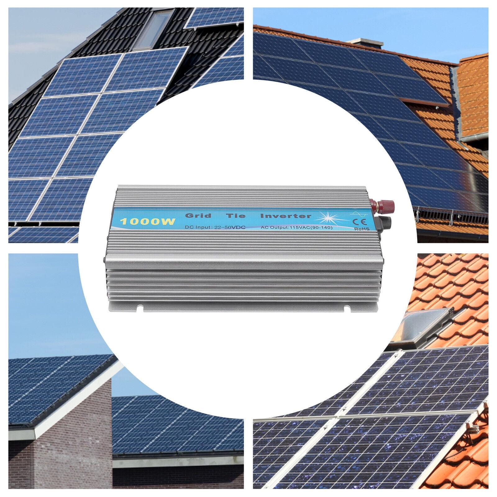 MPPT Grid Tie Solar Inverter 1000W AC 90V-140V Output Pure Sine Wave ...