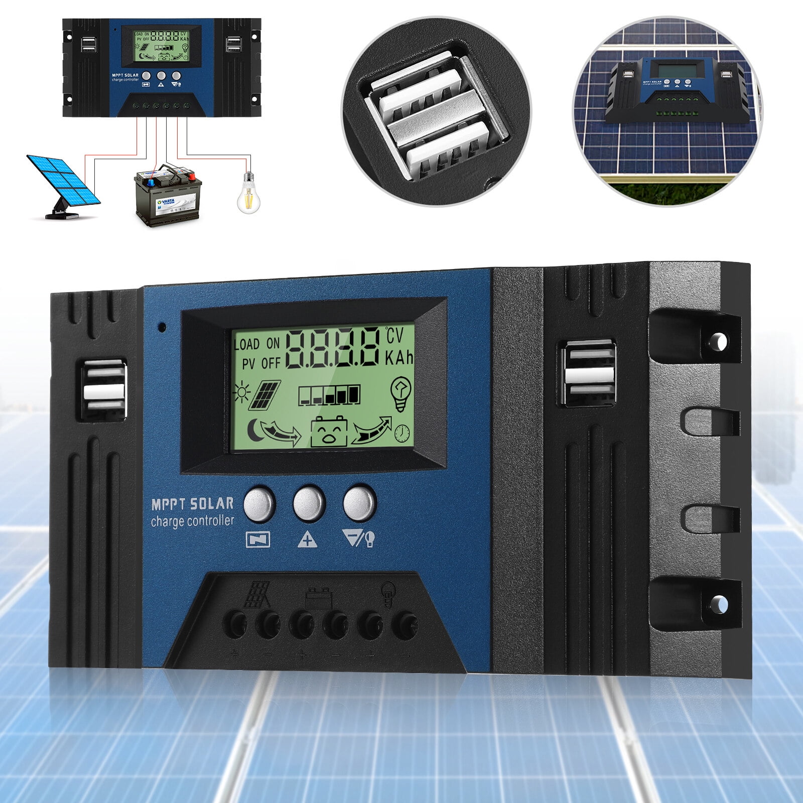 MPPT Solar Charge Controller 12V 24V 100A Auto Focus Maximum Current ...
