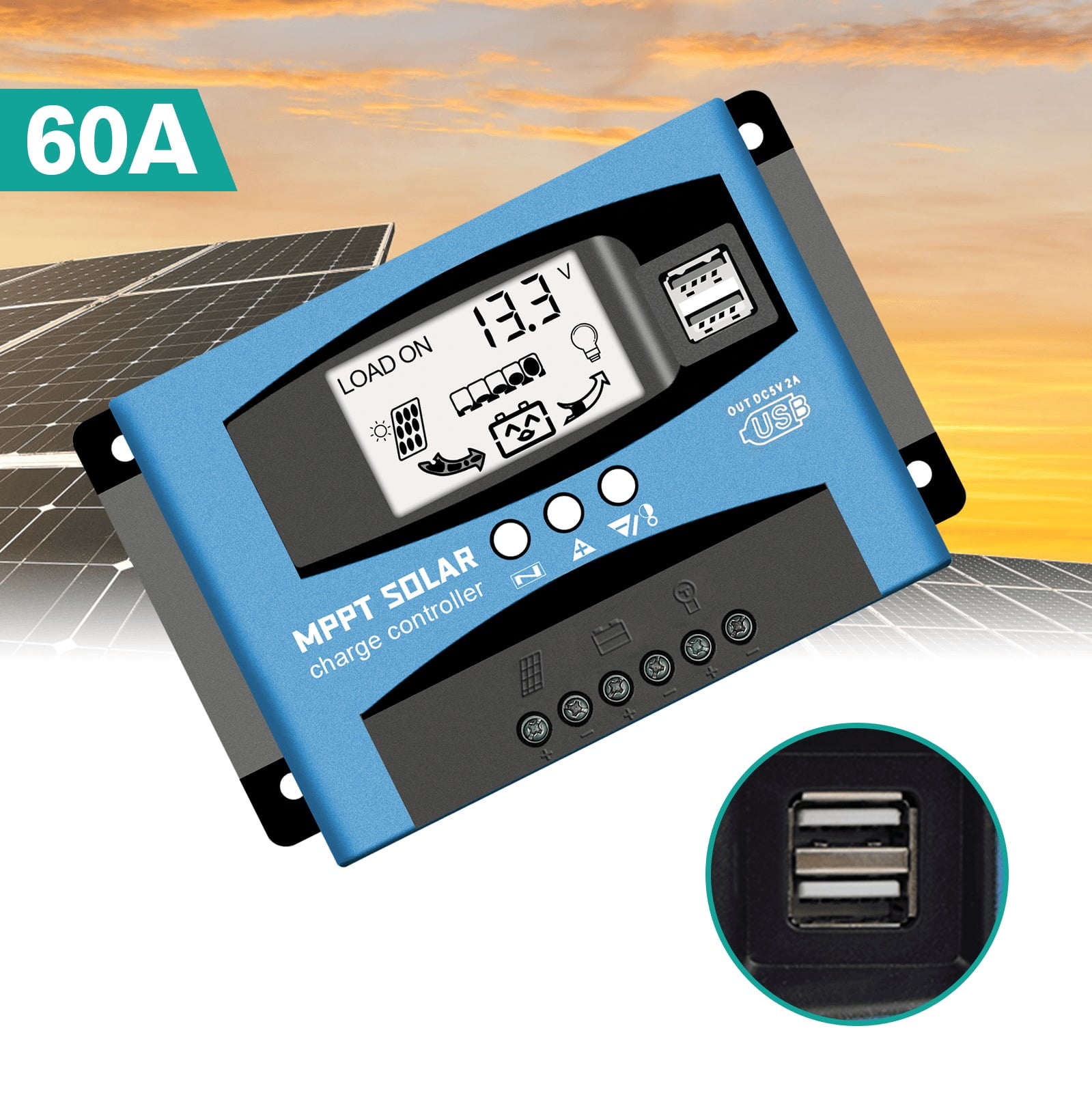 MPPT Solar Panel Regulator Charge Controller Auto Focus Tracking 60A ...