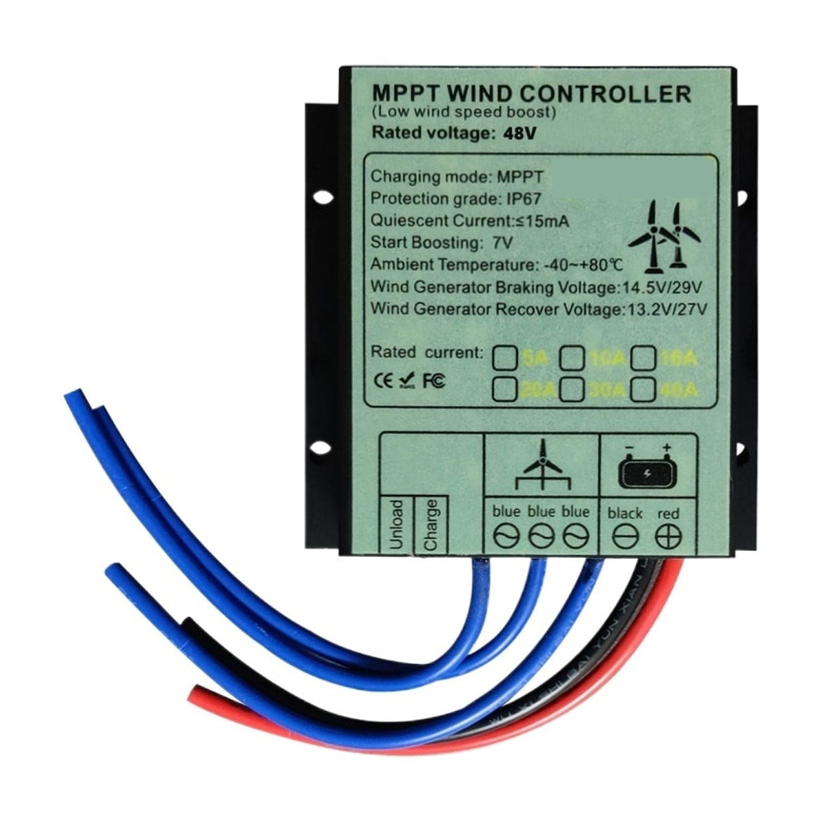 MPPT Wind Turbine Charge Controller 10A 40A Low Wind Speed Regulator ...