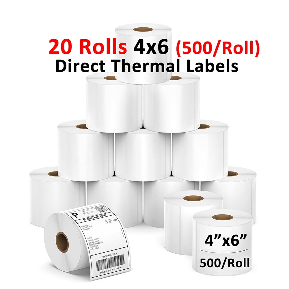 MPRT 20 Rolls 4"x6" Direct Thermal Shipping Labels, 500/Roll for Zebra ...