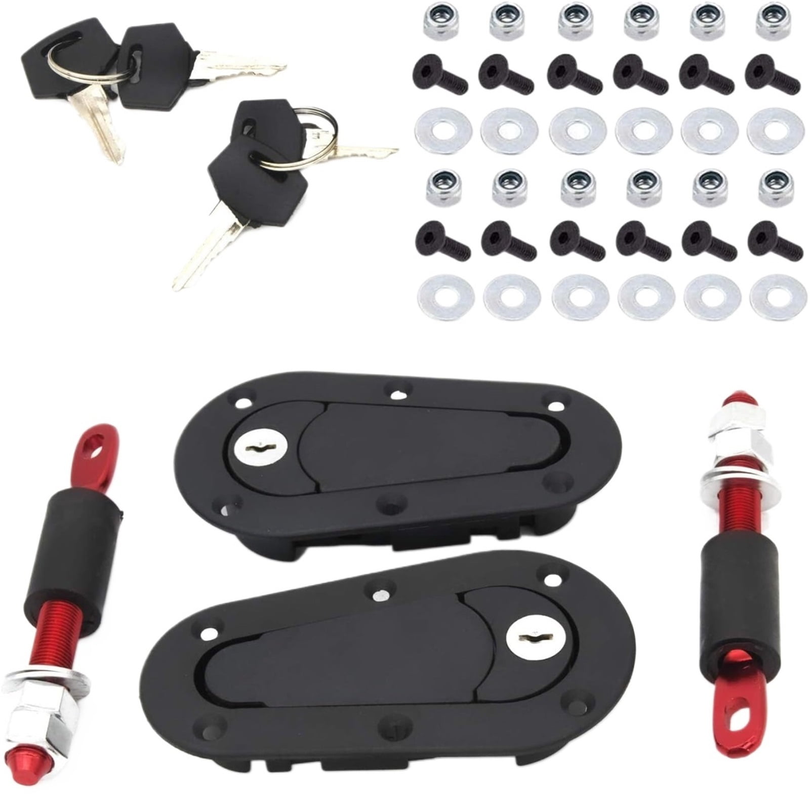 MPXBM Universal Racing Car Hood Pin Latch Lock Kit, Flush Mount Black ...