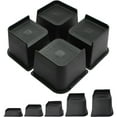 M&Q Bed Risers 4 Inch 4 Pack Black Support 7000LBs Heavy Duty Furniture ...