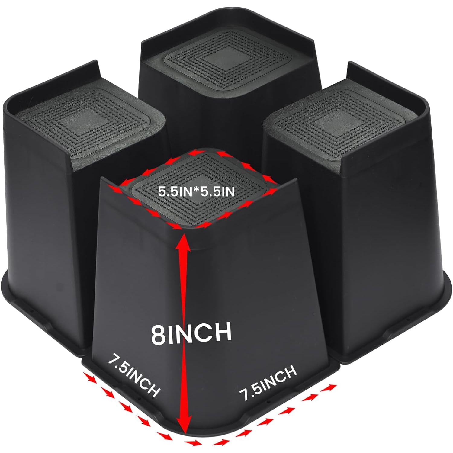 MQ Bed Risers 8 Inch 8 Pack Black Support 7000LBs, Oversized Furniture ...