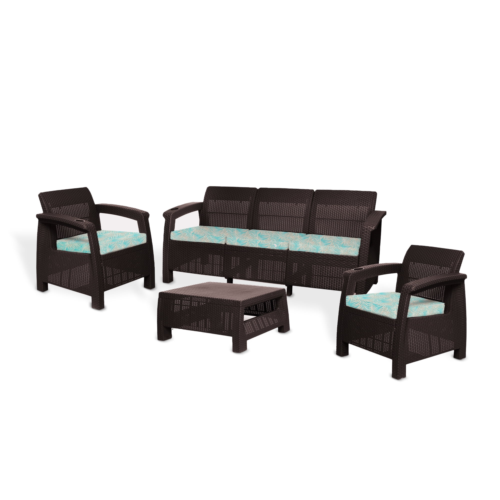 MQ Ferrara 4-Pc Resin Patio Conversation Set with Sofa, Espresso ...