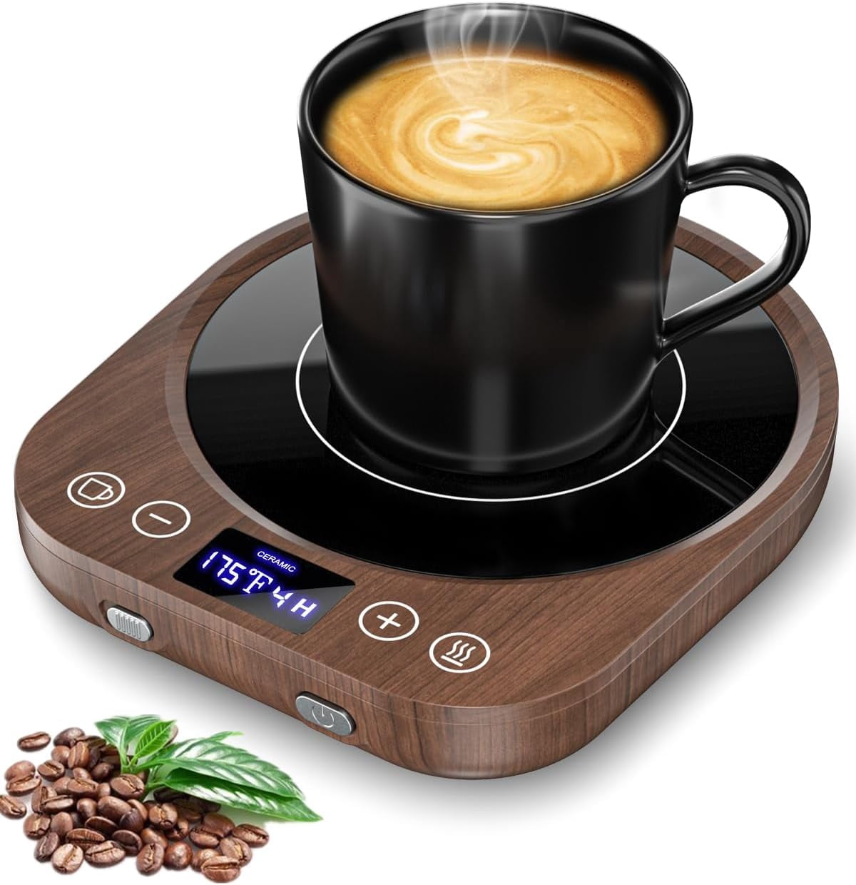 MQ Wooden Electric Mug Warmer with 3 Temp Settings, Gravity-Induction ...