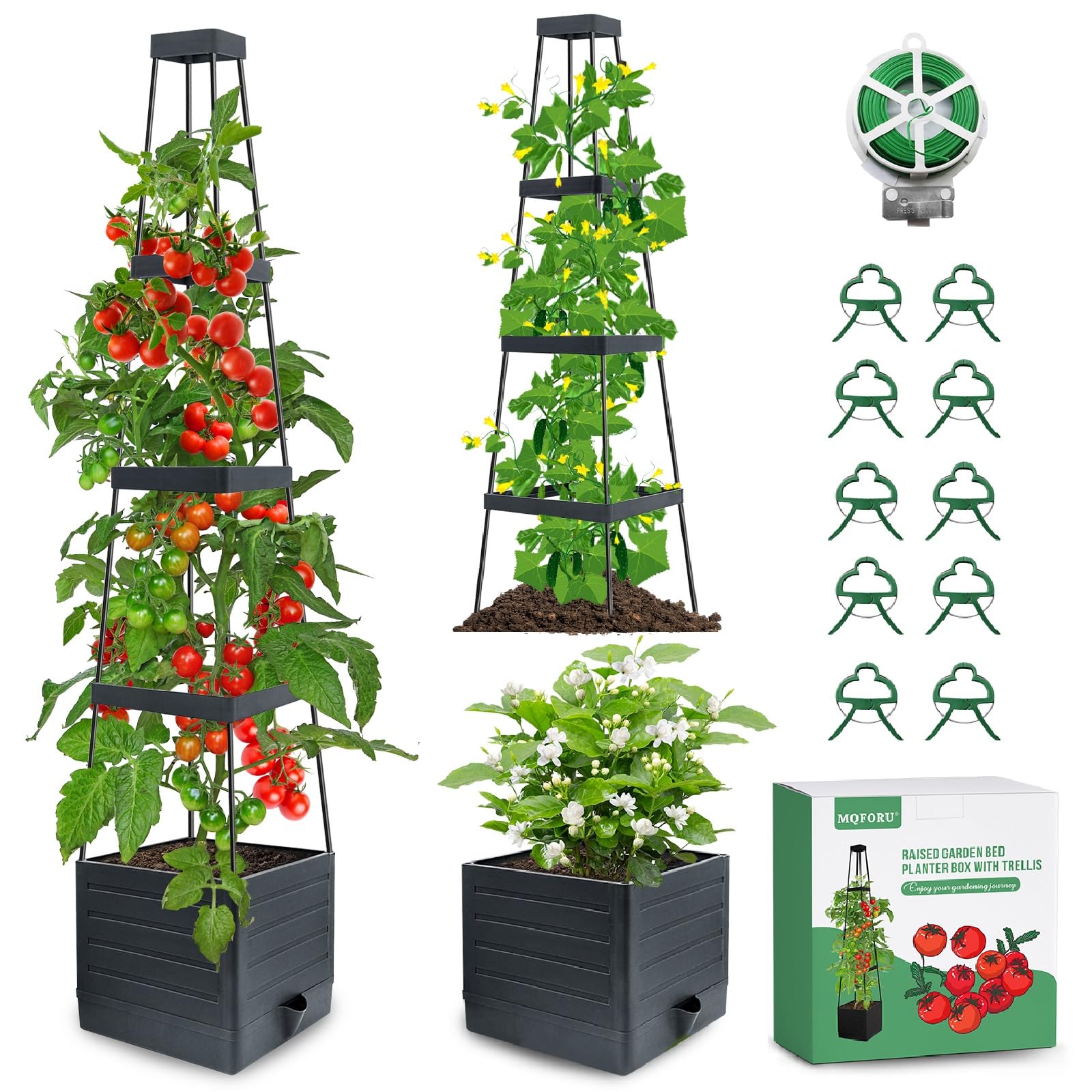 MQFORU 2Pack Tomato Planter Boxes with Trellis, 57" Self-Watering ...