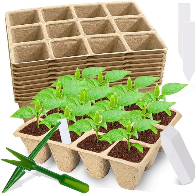 240 Cells Seed Starter Tray, 20 Packs Peat Pots Seedling Pots ...
