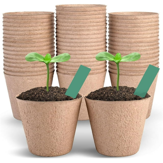 MQINGHOS Peat Pots 4 Inch Large, 50 Pcs Disposable Pots, Round ...