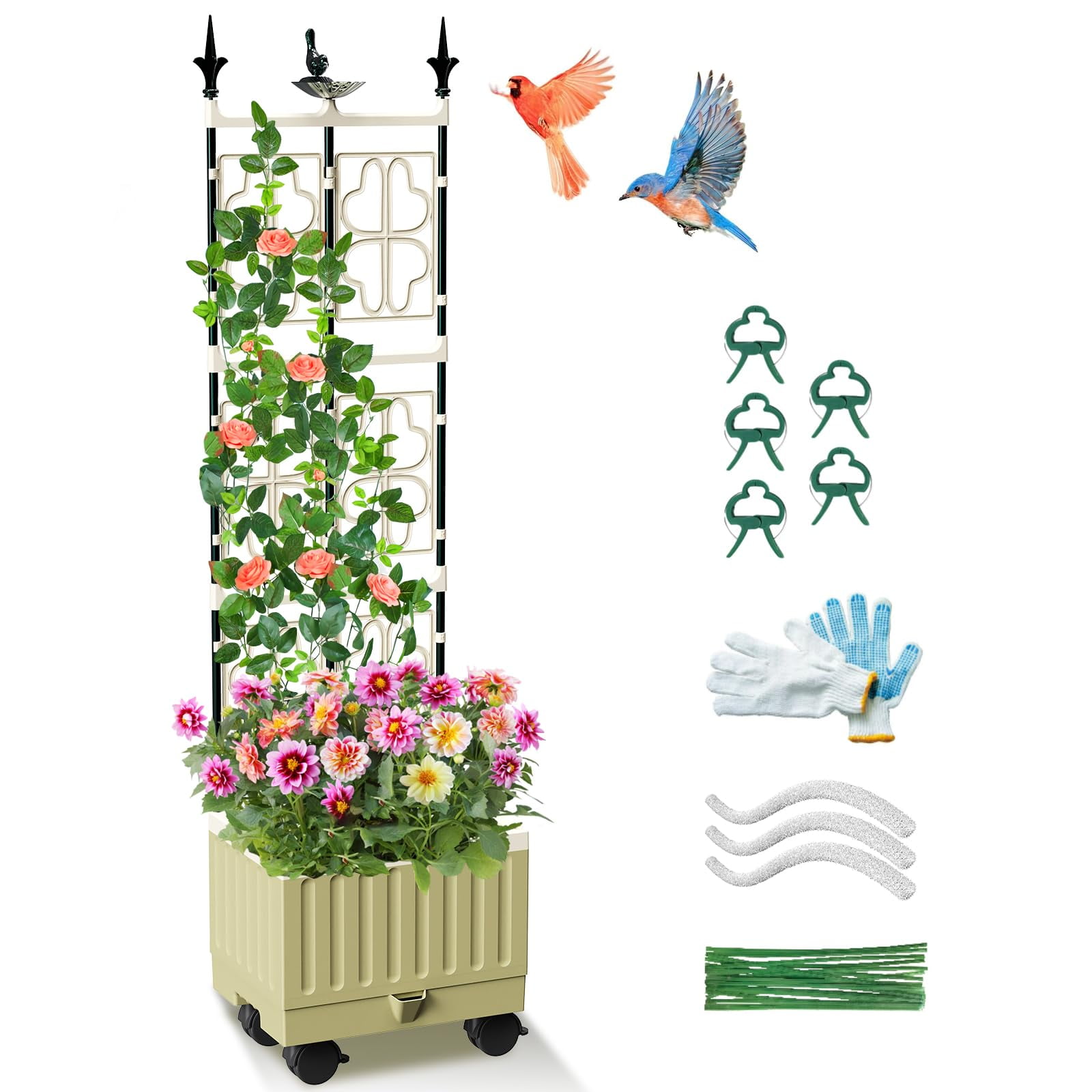 MQJIAZHI Raised Garden Bed Planter Box with Trellis, 62" Tomato ...