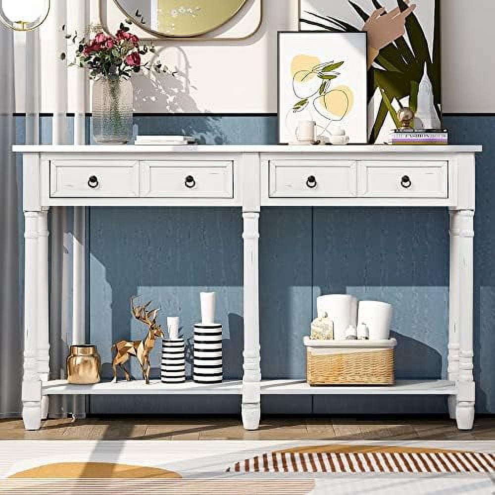 MQLIFEBOOM 58 Inch Wood Console Table with Drawers Long Console Sofa ...