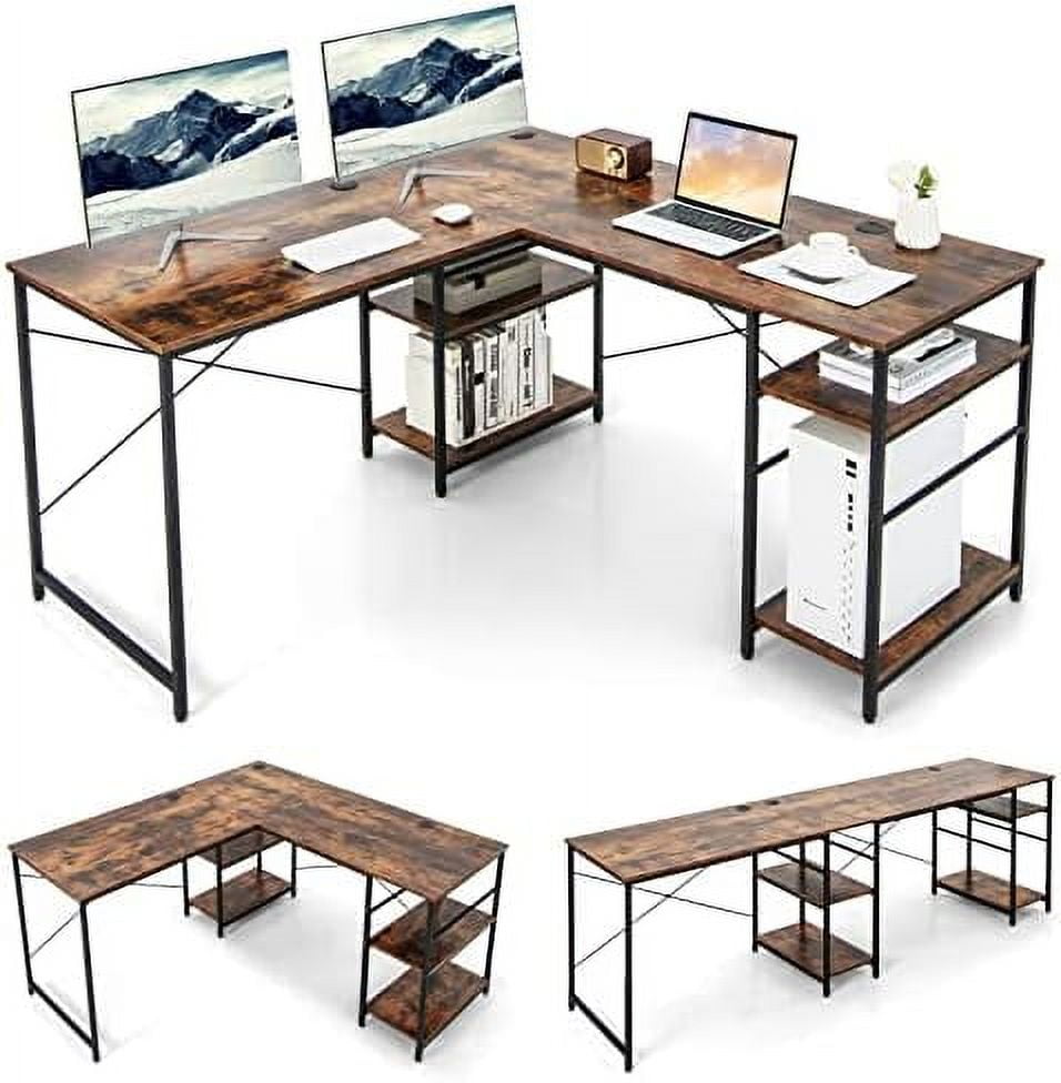 MQLIFEBOOM L-Shaped Corner Desk Convertible Computer Desk with 4-Tier ...