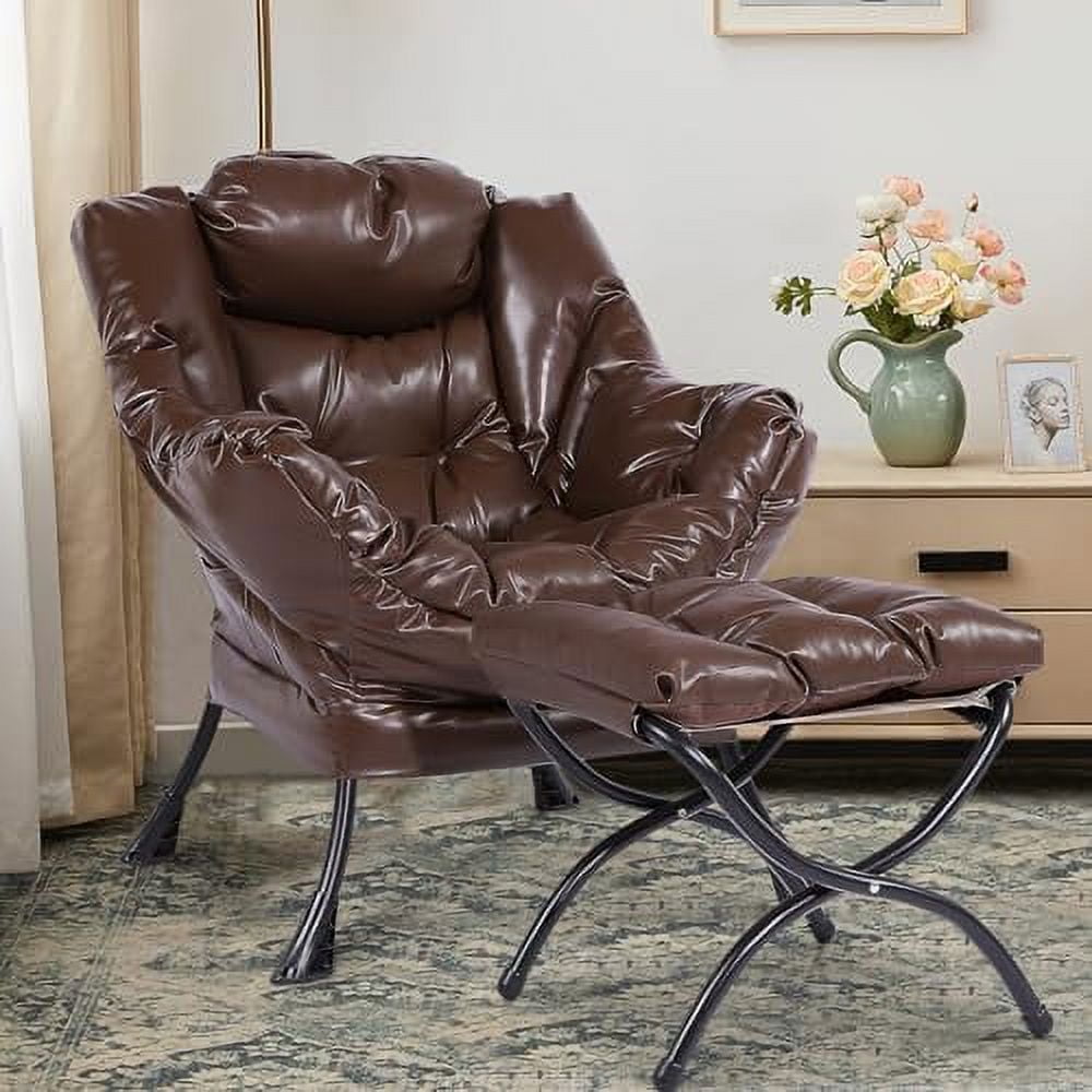MQLIFEBOOM Lazy Chair Upholstered Single Sofa Chair with Side Pocket ...