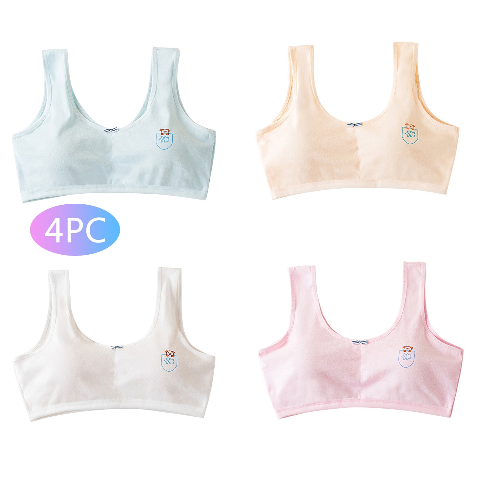 MQLKF 4PC Kid Girls Underwear Foam Bra Vest Children Underclothes Sport ...