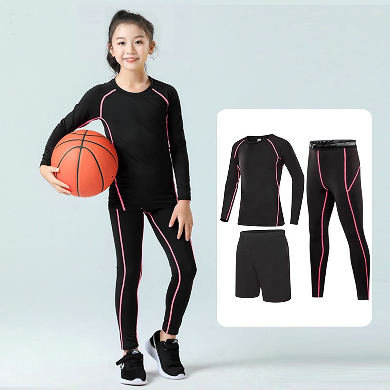 MQLKF Boys Girls Base Layer Athletic Compression Leggings And Shirts ...