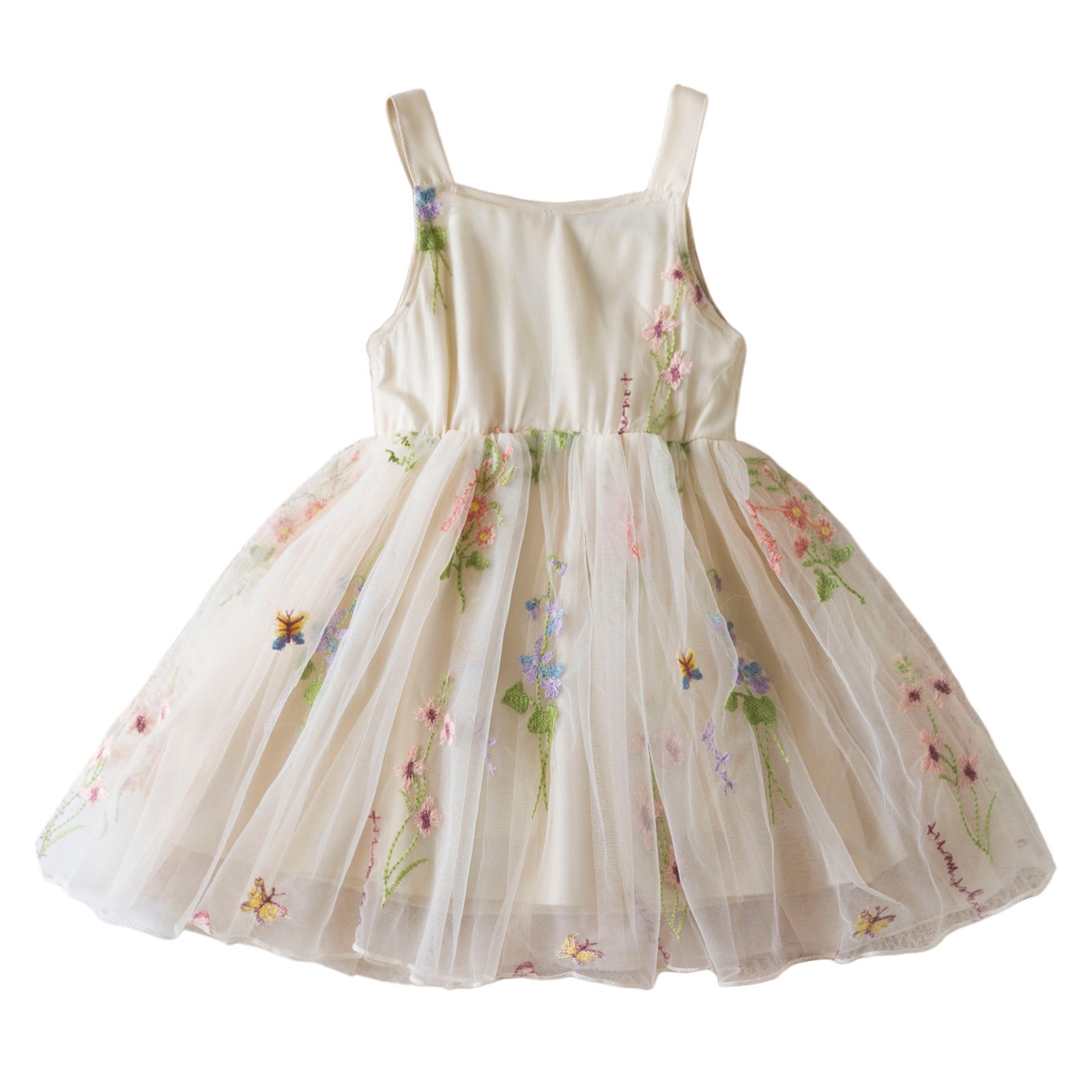 MQLKF Child Girls Tulle Pageant Dress Party Flowers Prints Sleeveless ...