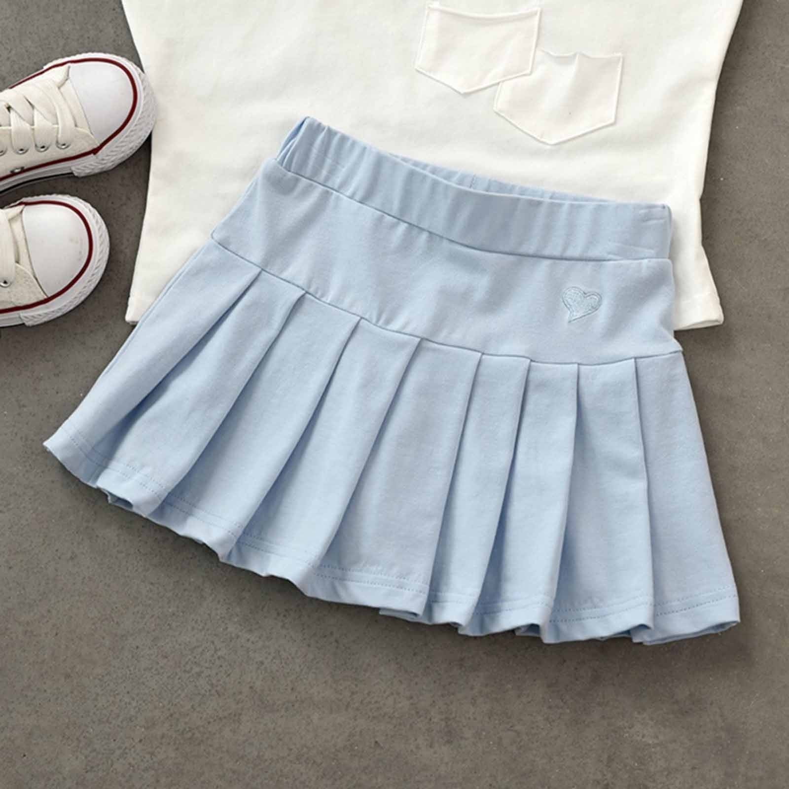 MQLKF Girls Pleated Skirt School Skirt Mini Skirt Pleated Cheer Skirt ...