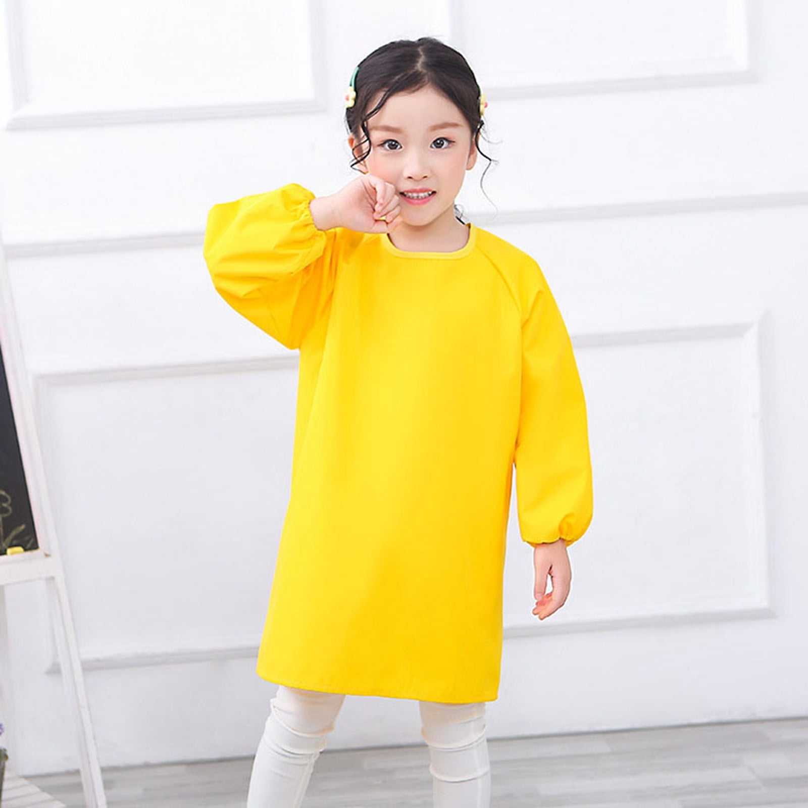 MQLKF Kid Art Smock Solid Color Apron For Children Printed Artist ...