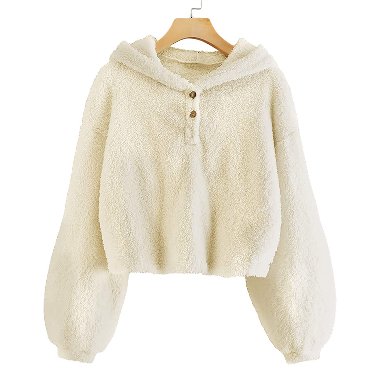 MQLKF Kids Girl's Fleece Hoodie Warm Loose Button Down Pullover Jacket ...