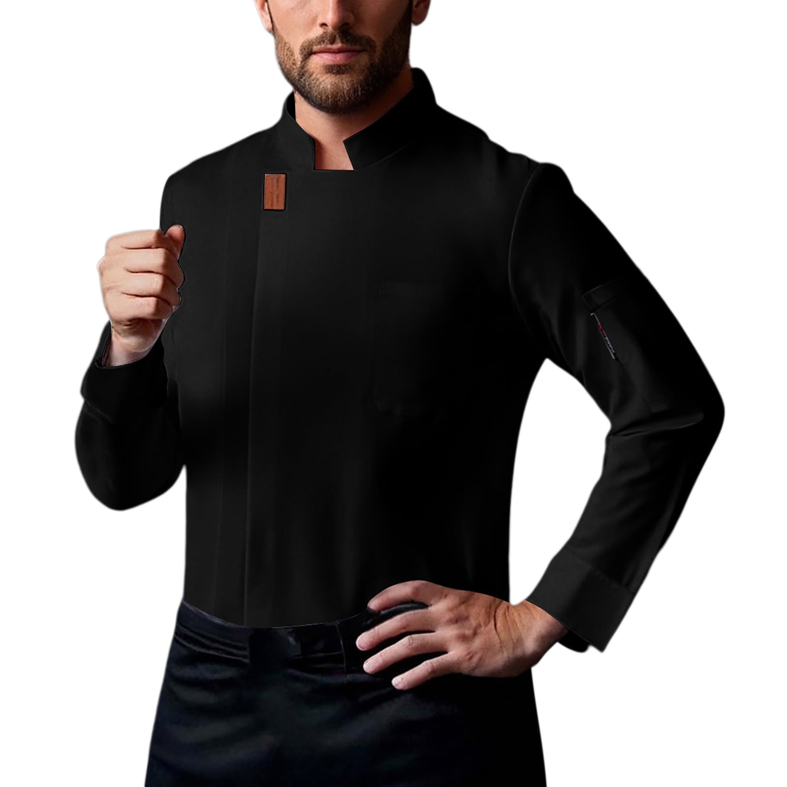 MQLKF Men's Catering Chef Workwear Chef Outfit Long Sleeve Top Cardigan ...