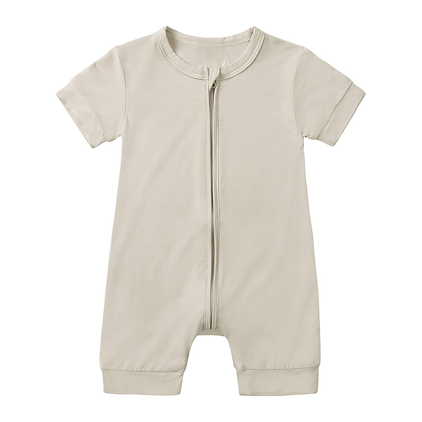 MQLKF Baby Solid Color Romper Zipper Onesie Fiber Fabric Natural And ...