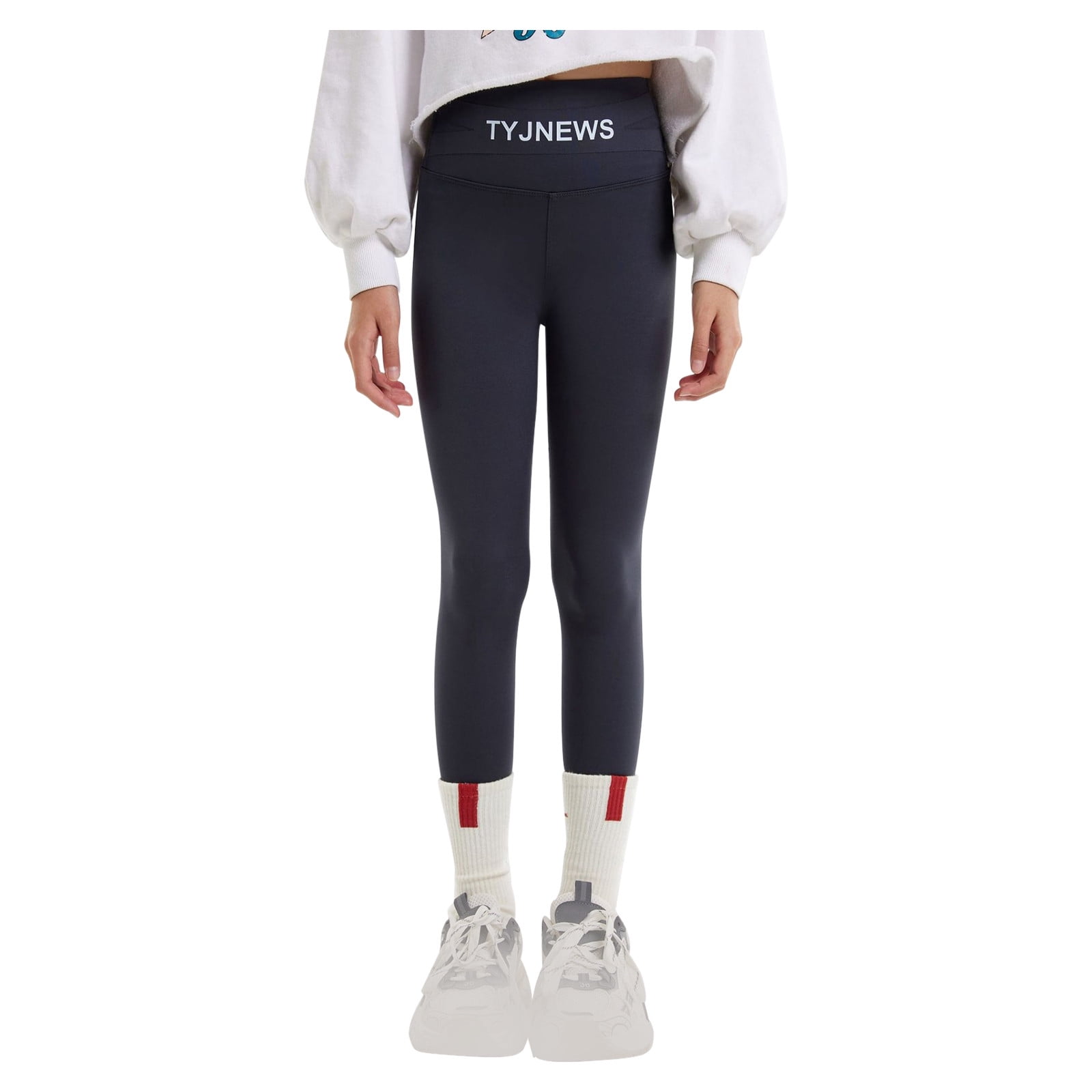 MQLKF Spring/summer Kids Pure Color Letter Printing Pants Leggings High ...