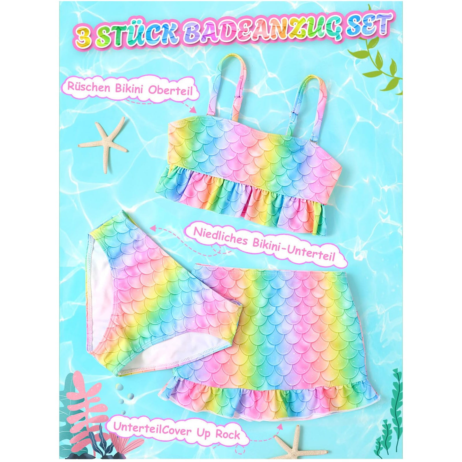 MQLKF Swimsuit Bikini Girls 3 Piece Bikini Teenager Girls Adjustable ...