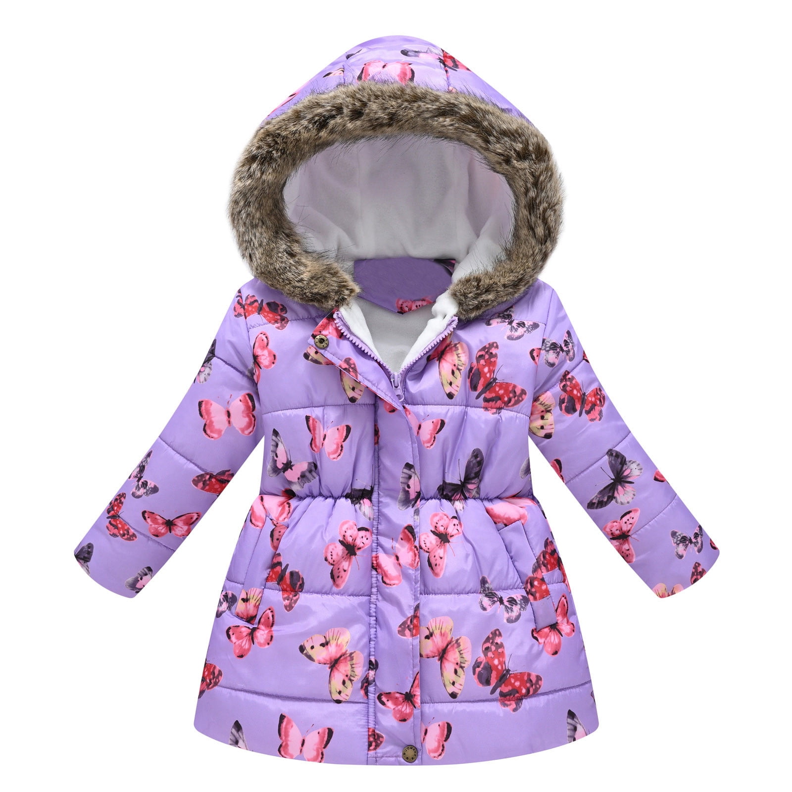 MQLKF Toddler Boys Girls Winter Cartoon Prints Coat Hooded Jacket Thicken Windproof Zipper Warm ...