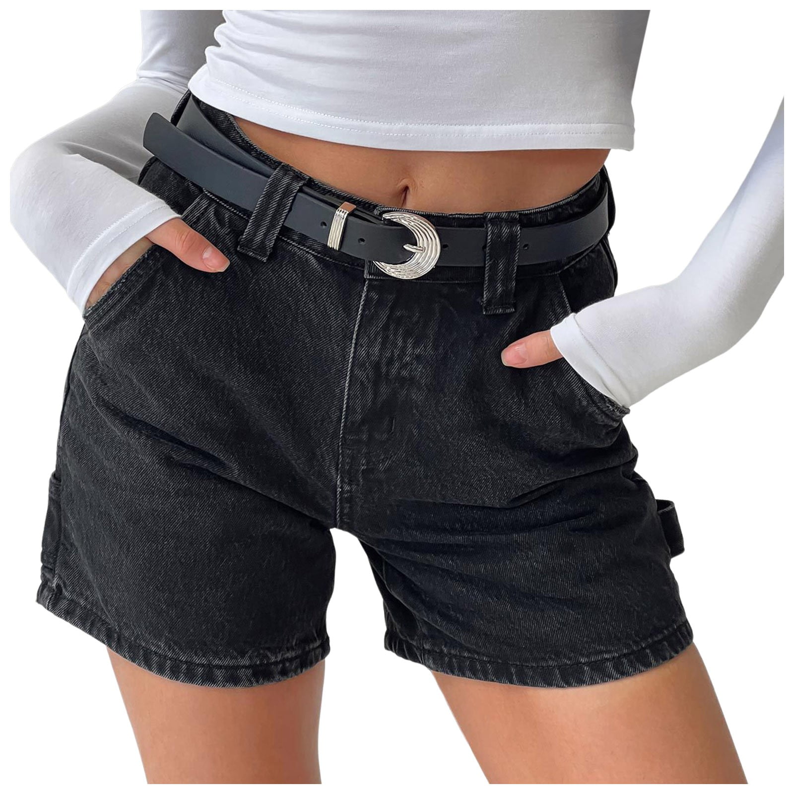 MQLKF Women Jean Shorts High Waisted Carpenter Denim Shorts With ...