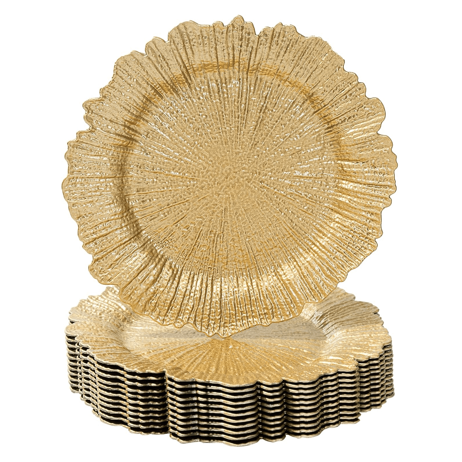 MQUPIN Irregular Circular 13 Inch Gold Charging Tray, 6-Piece Set, Reef ...