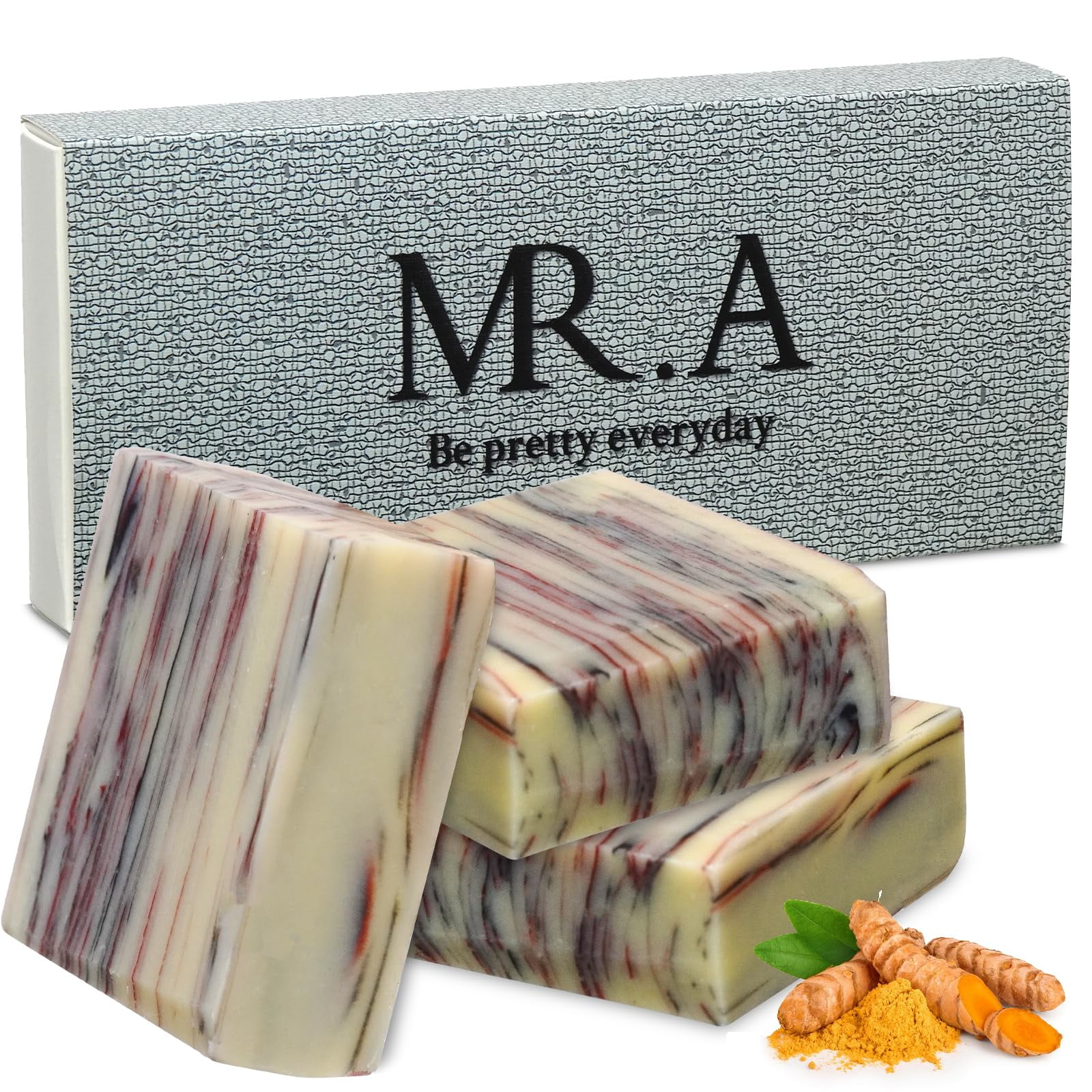 MR.A 3 Pack Turmeric DMF15 Soap Bar for Face, Handmade Turmeric Soap ...