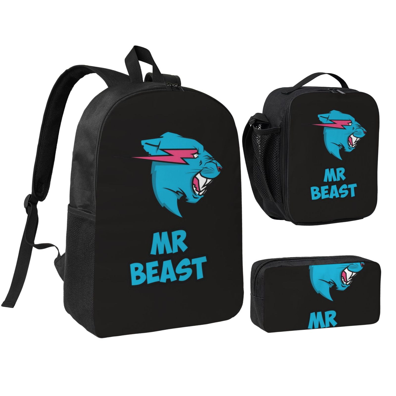 MR BEAST LOGO School Backpack with Lunch Box and Pencil Cas Backpack ...