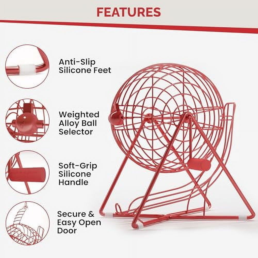 MR CHIPS 11" (Inch) Tall Professional Bingo Set with Steel Cage ...