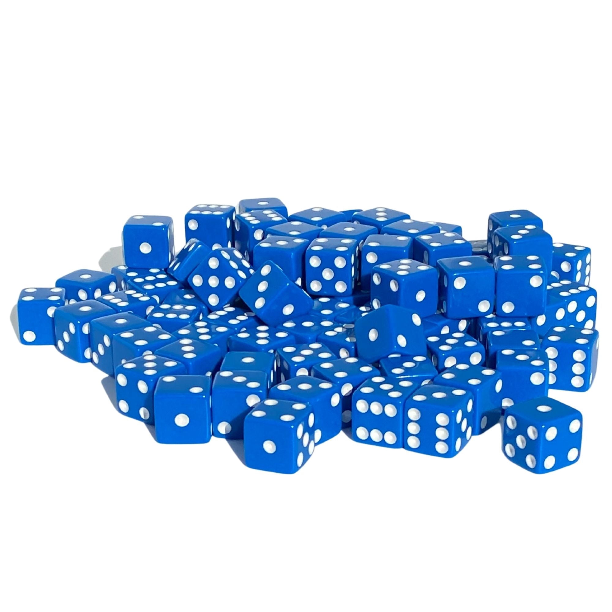 MR CHIPS D6 Standard 16 mm Opaque Dice with Pip Dots - 100 pack - Blue ...