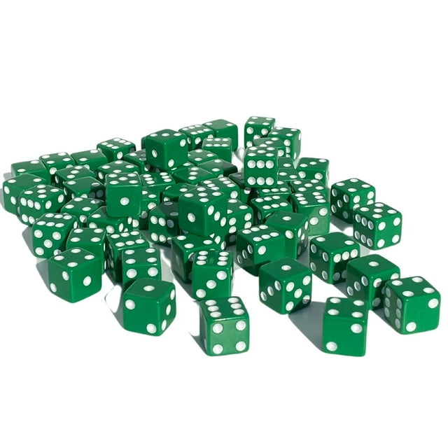 MR CHIPS D6 Standard 16 mm Opaque Dice with Pip Dots - 50 pack - Green ...