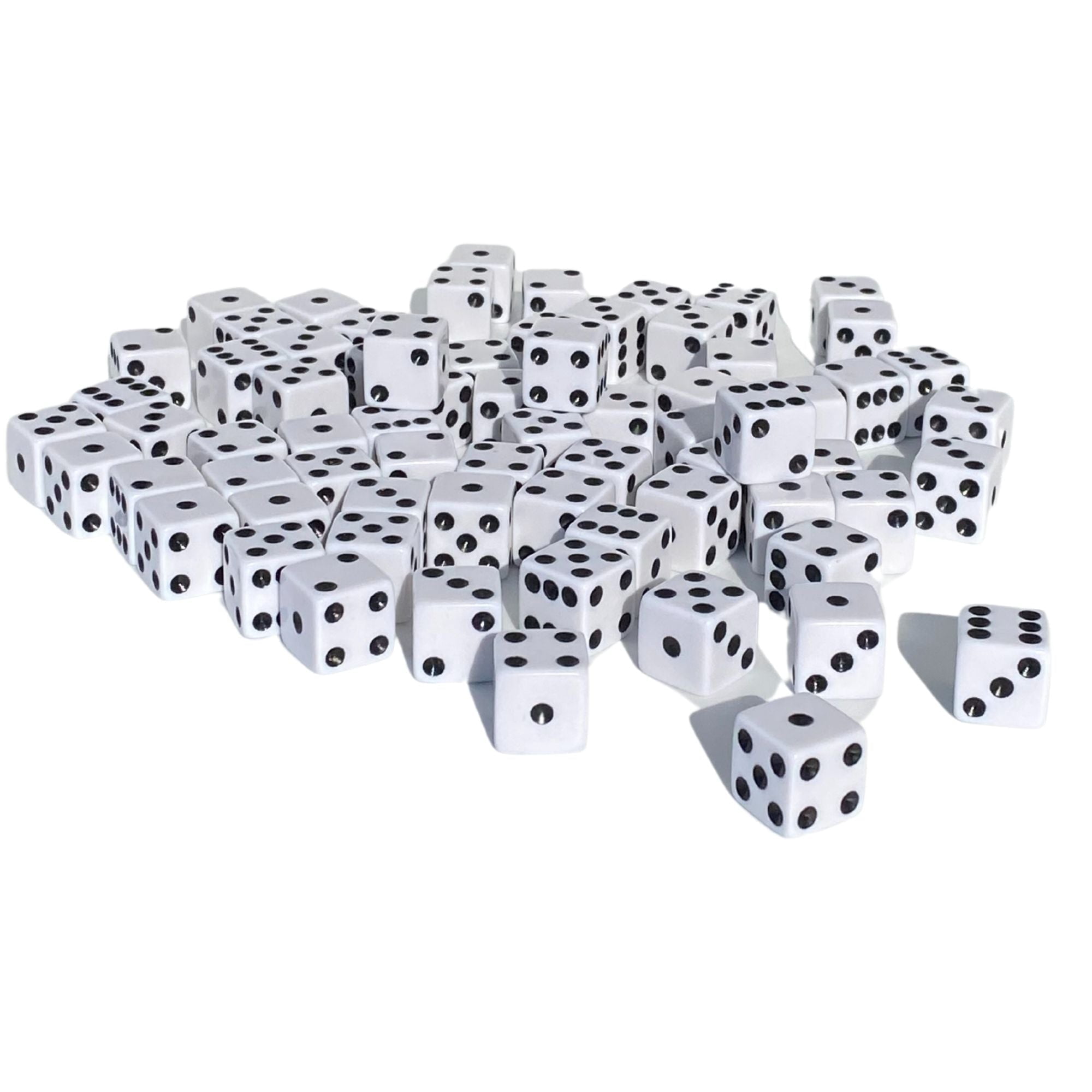 MR CHIPS D6 Standard 16 mm Opaque Dice with Pip Dots - 50 pack - White ...