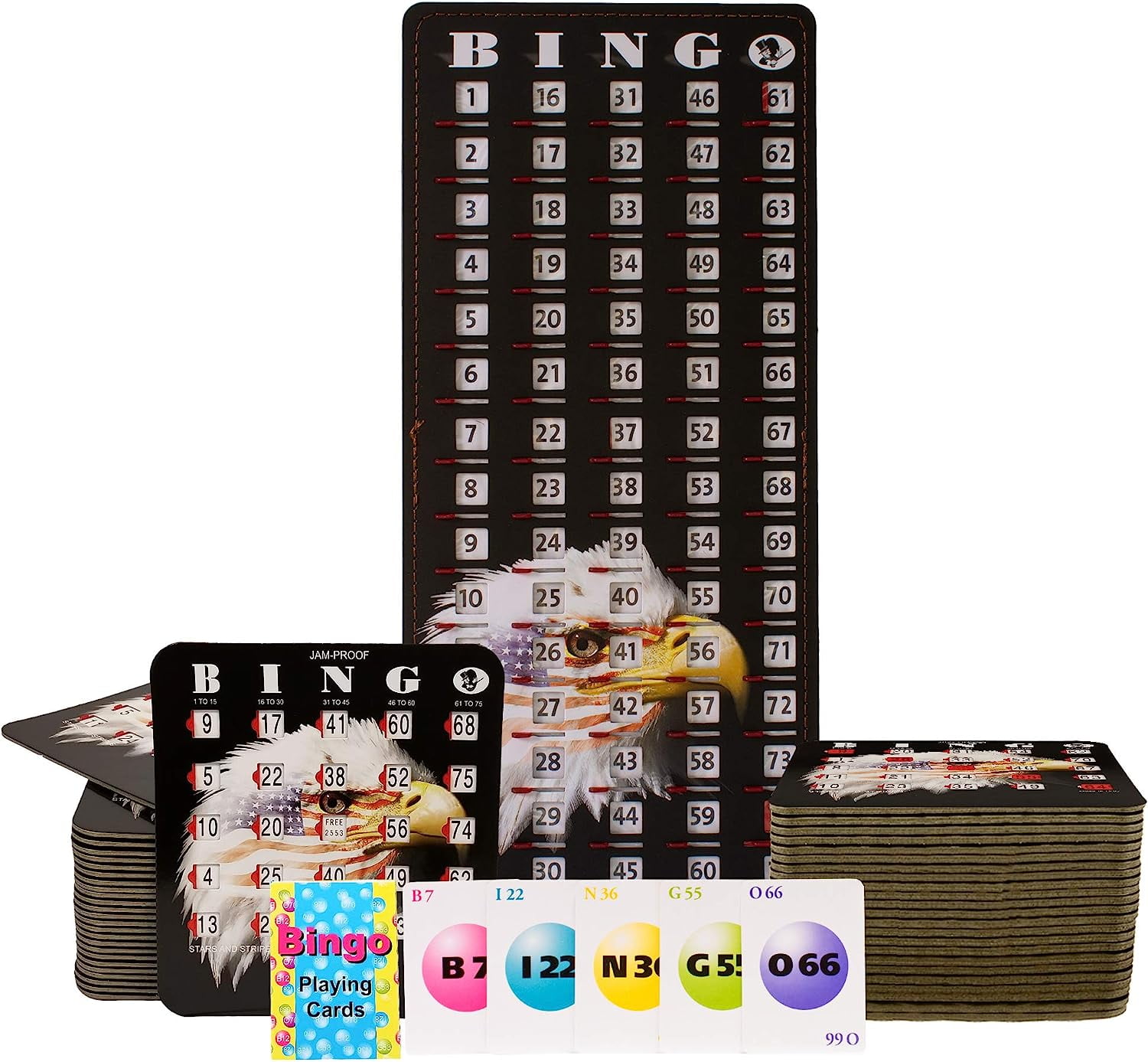 MR CHIPS Jam-Proof Bingo Cards with Sliding Windows - 50 Reusable ...