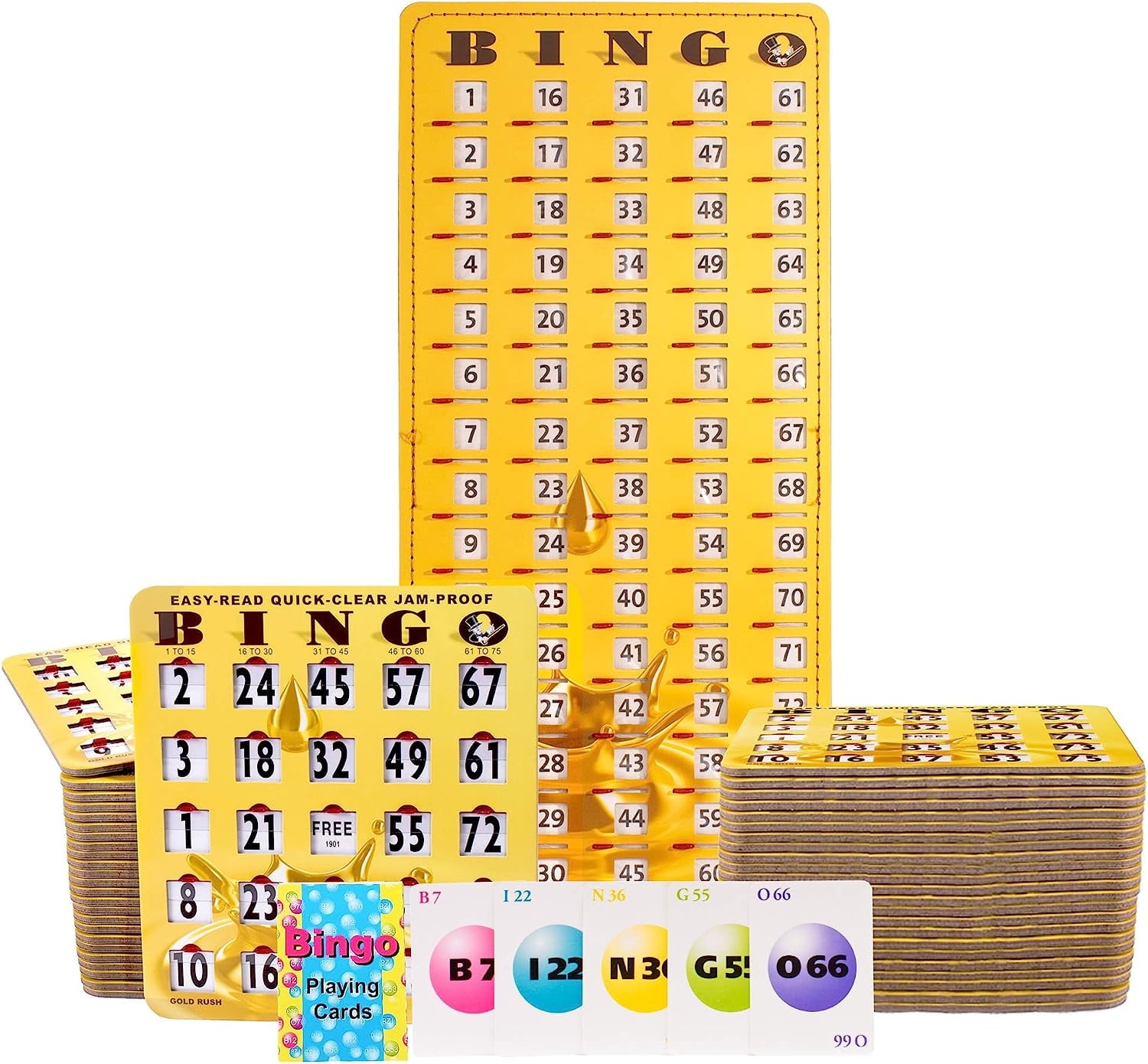 MR CHIPS Jam-Proof Bingo Cards with Sliding Windows - 50 Reusable ...
