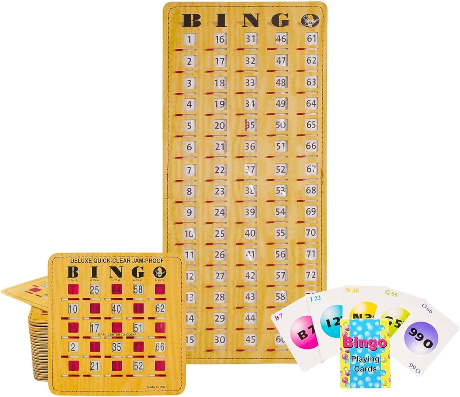 MR CHIPS Jam-Proof Bingo Cards with Sliding Windows, 25 Reusable ...