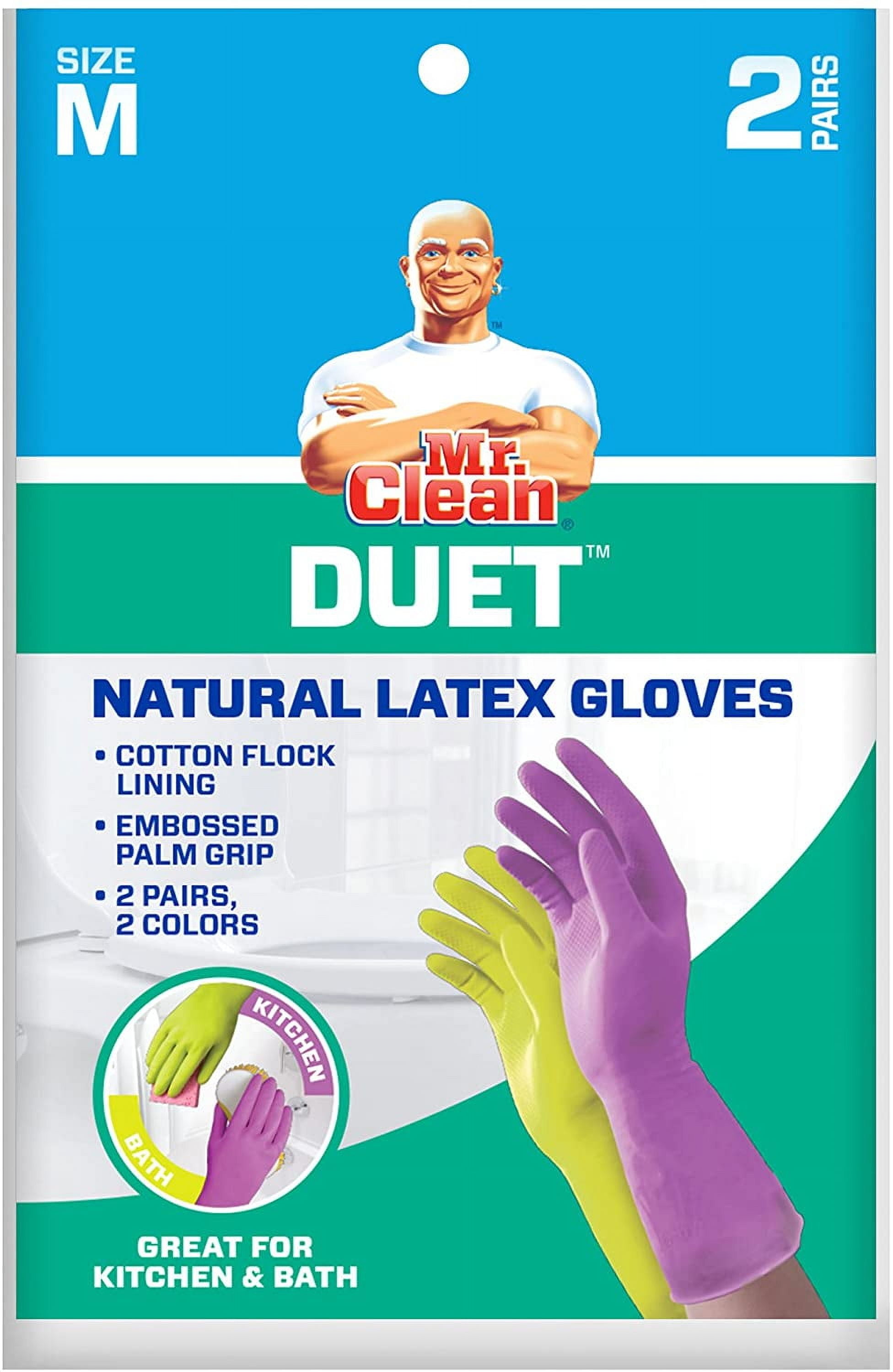 Mr. Clean Duet Medium Reusable Latex Gloves for Dishwashing & Household ...