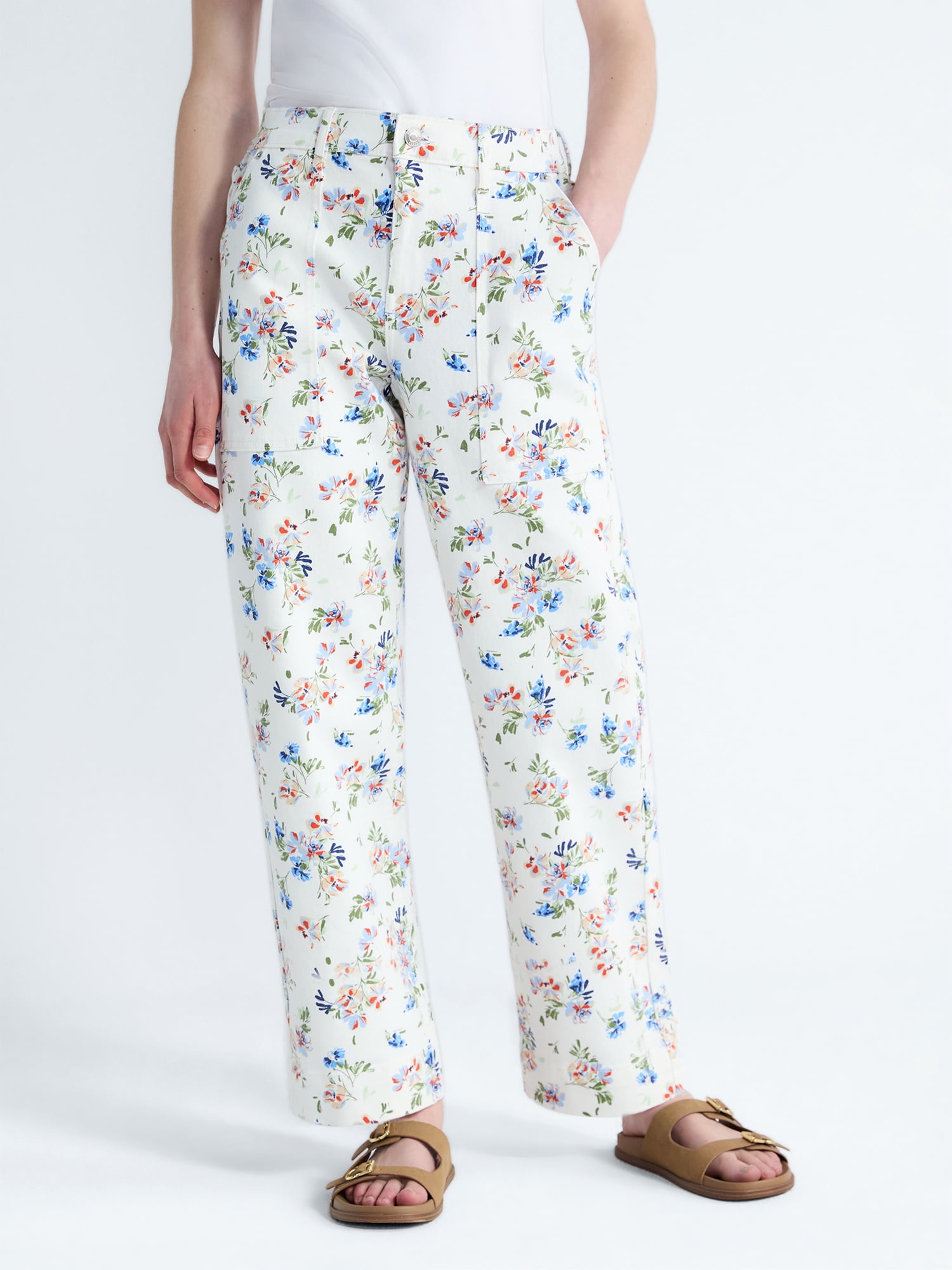 Free Assembly Women's Floral Pants with Chop Pockets, Sizes XS-XXL ...