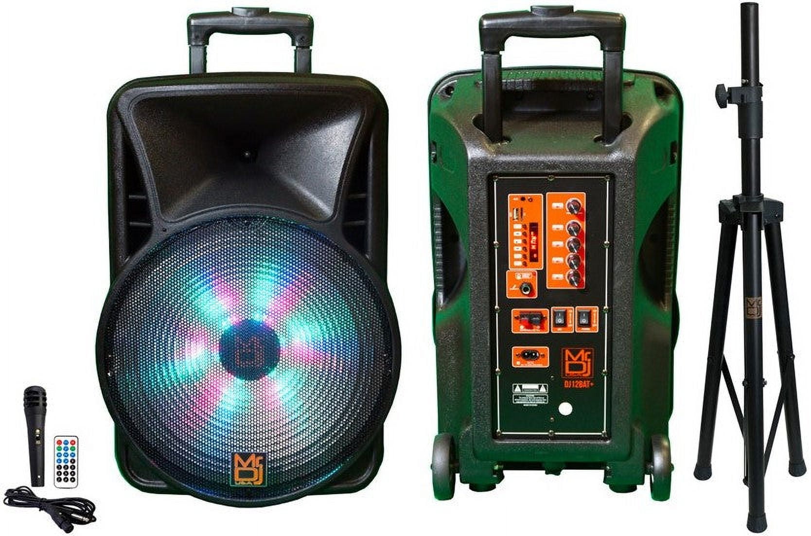 MR DJ DJ18BAT+ 18" Portable Bluetooth Speaker + Speaker Stand - Walmart.com