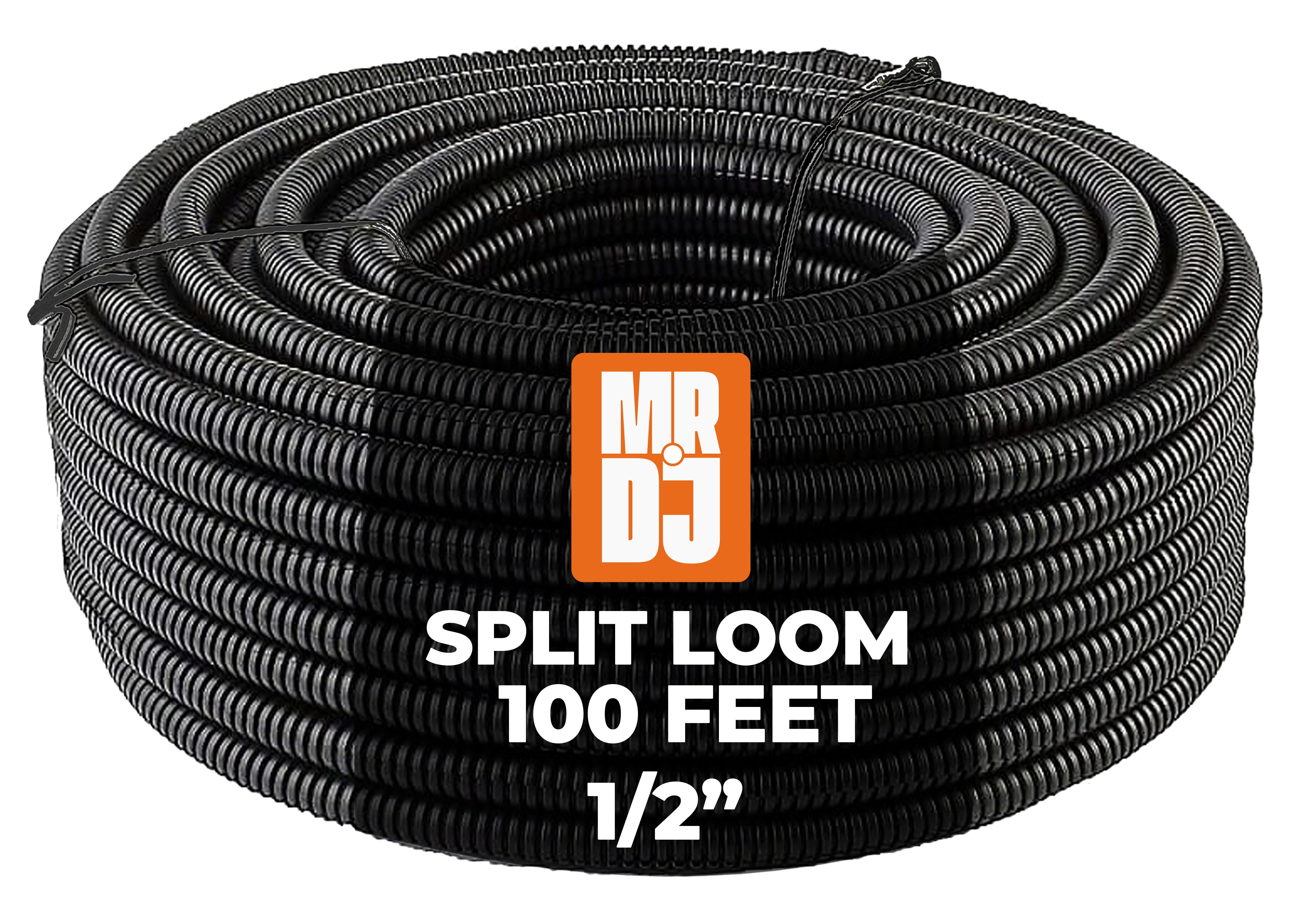 MR DJ DSLT12 100' 1/2" 12.7mm Black Split Wire Loom Conduit Tubing ...