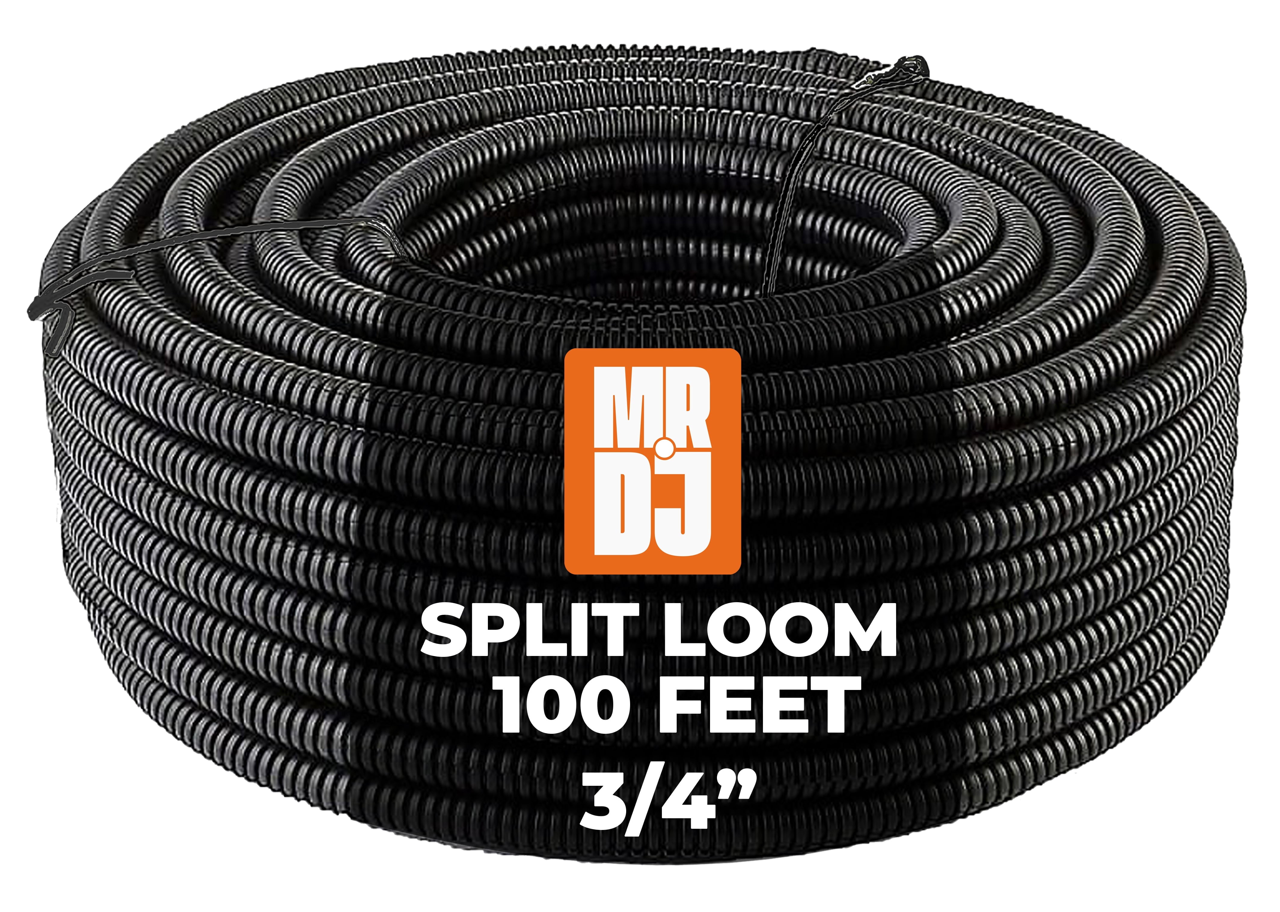 MR DJ DSLT34 100' 3/4" 19mm Black Split Wire Loom Conduit Tubing Sleeve ...
