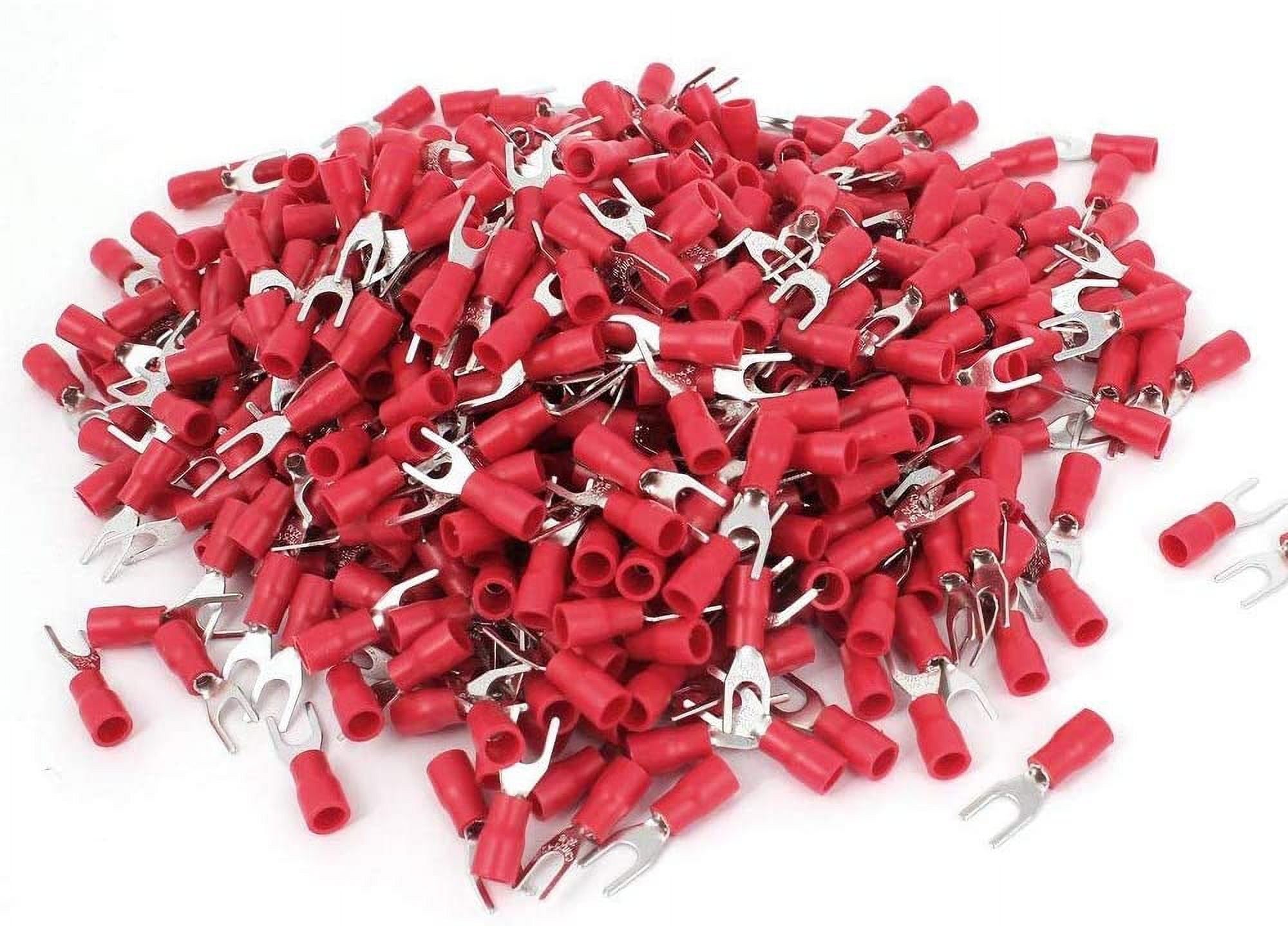 MR DJ DSR8-100 100PCS 18-22 AWG Red Insulated Fork Spade Wire Connector ...