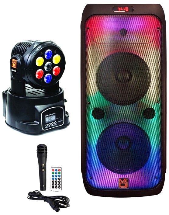 MR DJ FLAME4200 10" X 2 Rechargeable Portable Bluetooth Karaoke Speaker ...