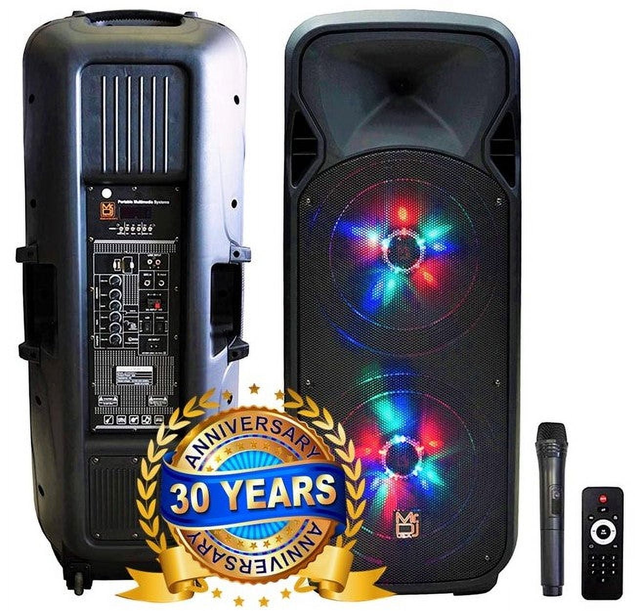 MR DJ LETS-PARTY Dual 12" Battery Powered Bluetooth Speaker Microphone ...